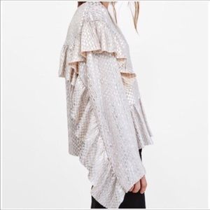 Zara | Tops | Zara Metallic Top With Ruffles | Poshmark